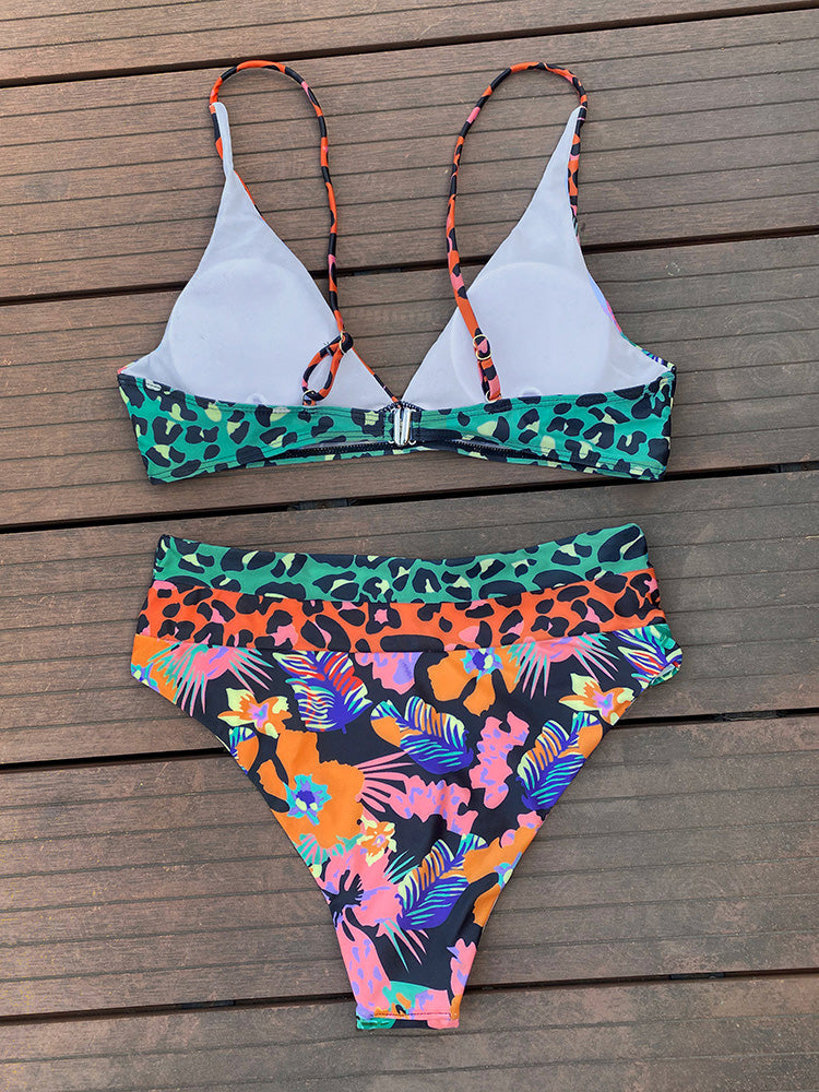 the OAHU - Patchwork Bikini Sexy Push Up Bathing Suit